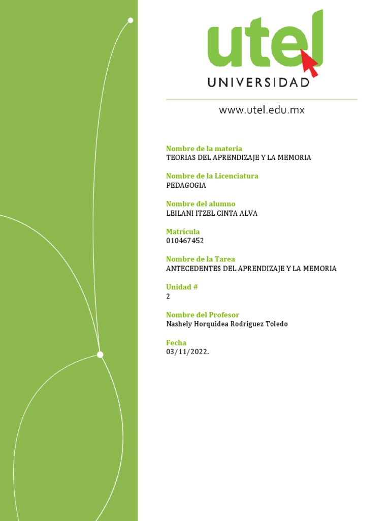 Teorías Del Aprendizaje Y La Memoria 2 Pdf Aprendizaje Teoría