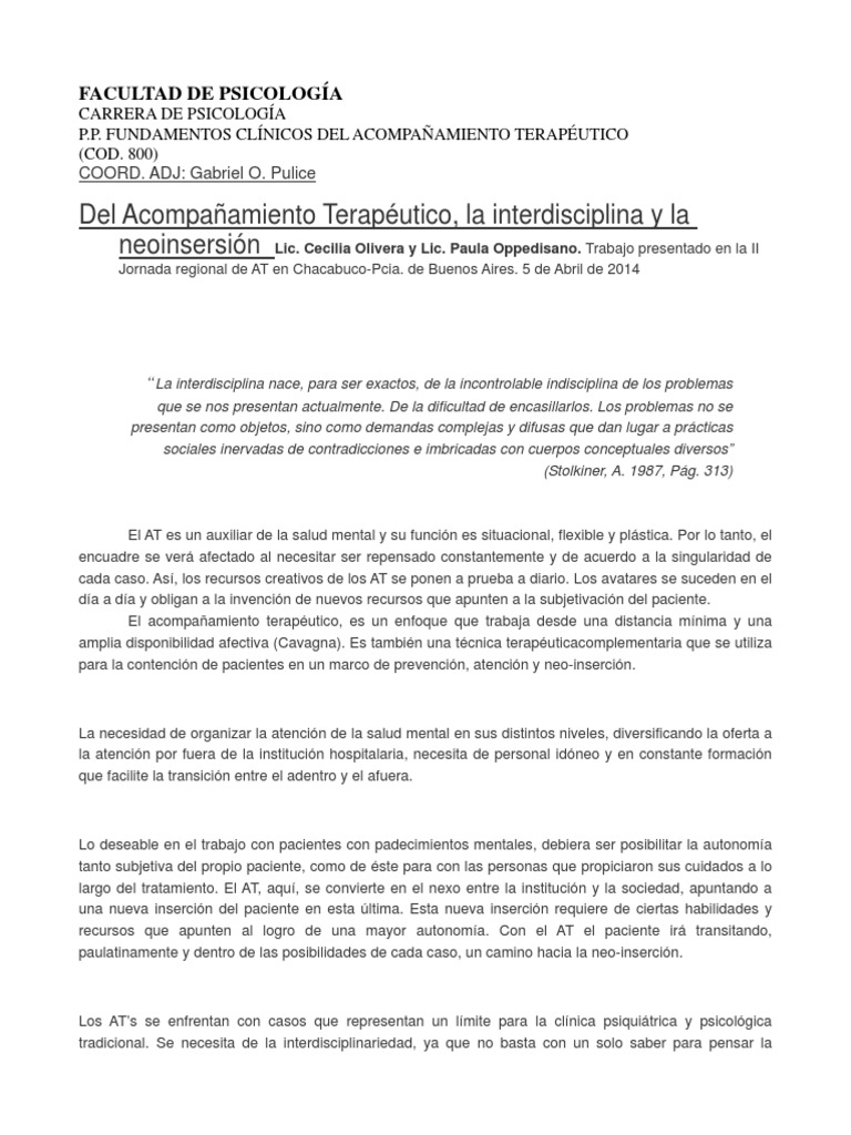 K. Acompanamiento Terapeutico e Interdisciplina | PDF