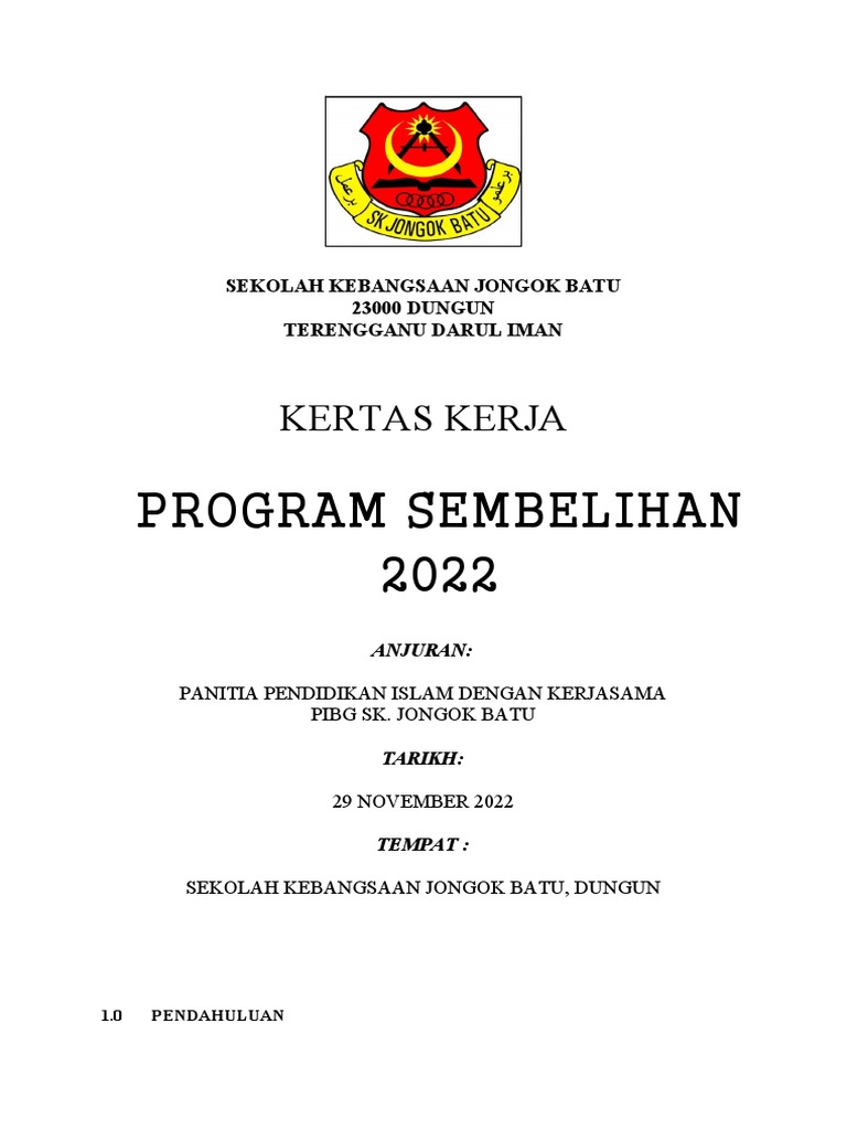 Kertas Kerja Program Sembelihan 2022 | PDF