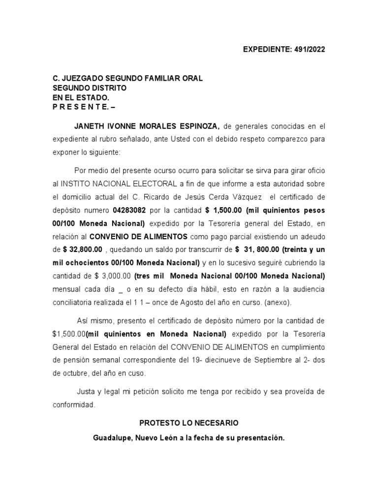 Modelo De Escrito Ecuador