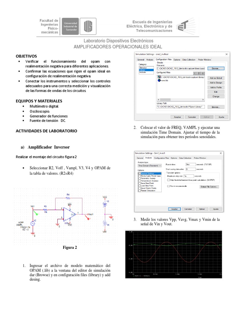 Lab1 Amplificador Inversor Y No Inversor Simulación Pdf