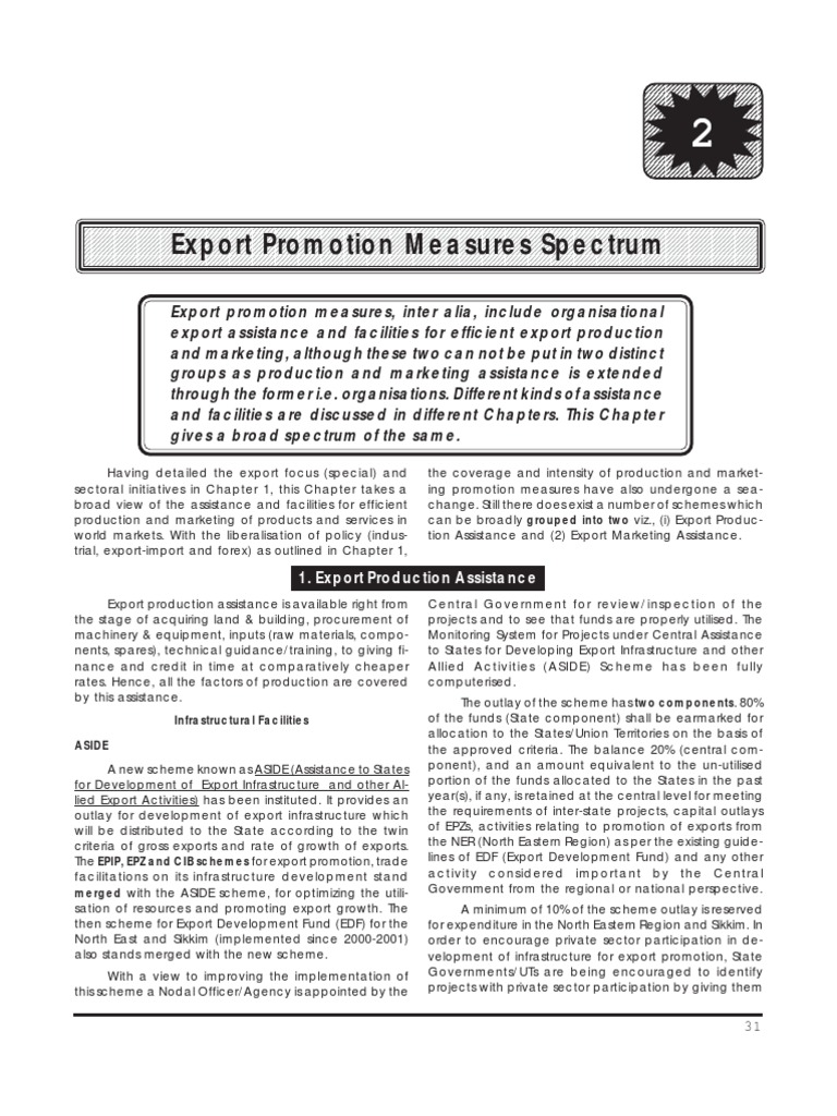 Export Promotion Measures Spectrum | PDF | Exports | Credit (Finance)