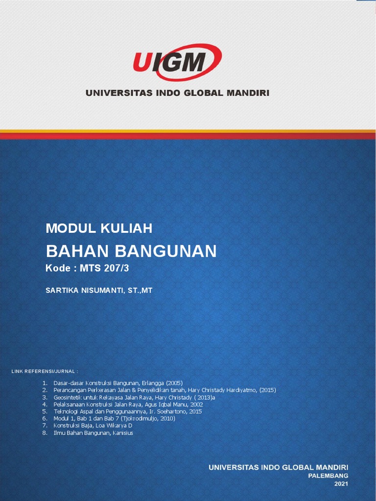 Modul Kuliah 9 - Bahan Bangunan - Uigm - 2021 | PDF