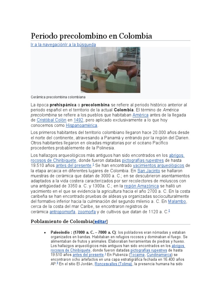 Periodo Precolombino en Colombia | PDF | Pueblos Indígenas de las ...