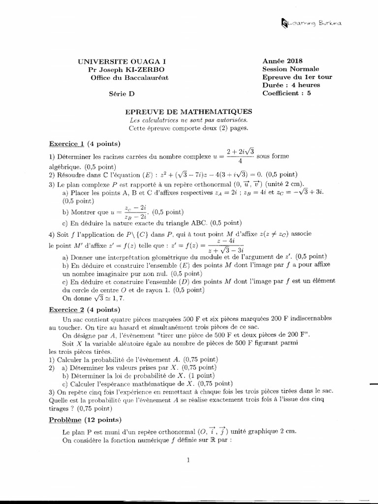Bac2018-D Maths | PDF