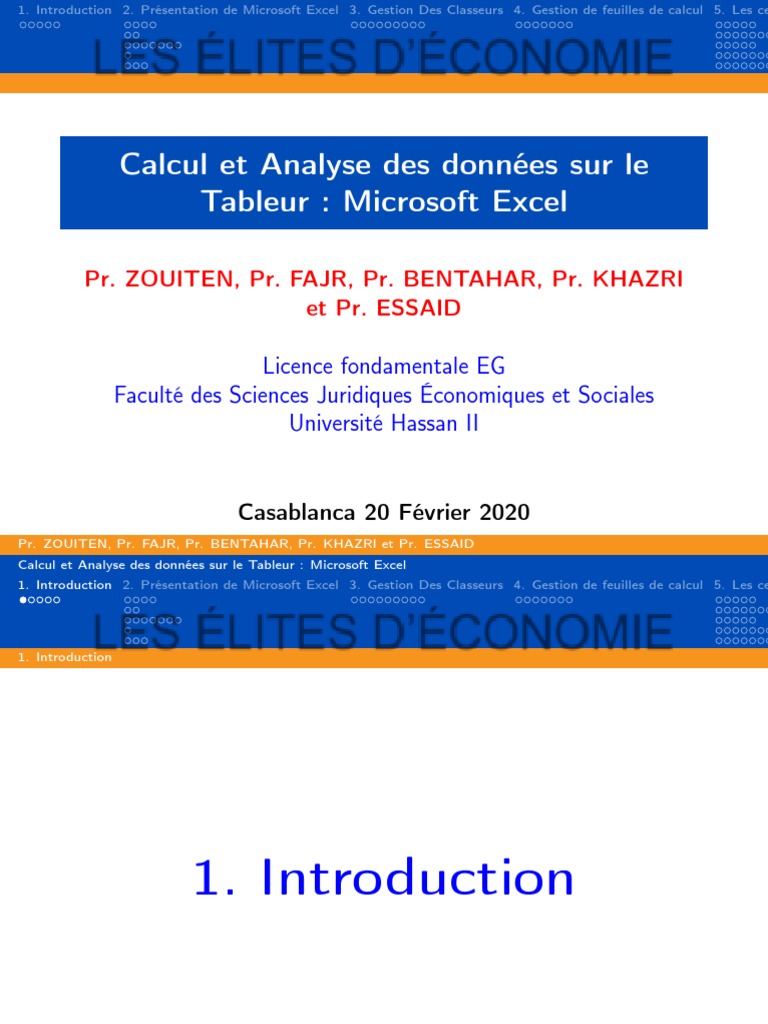 Cours Informatique de Gestion - Partie 1 (2020) | PDF | Microsoft Excel | Feuille de calcul