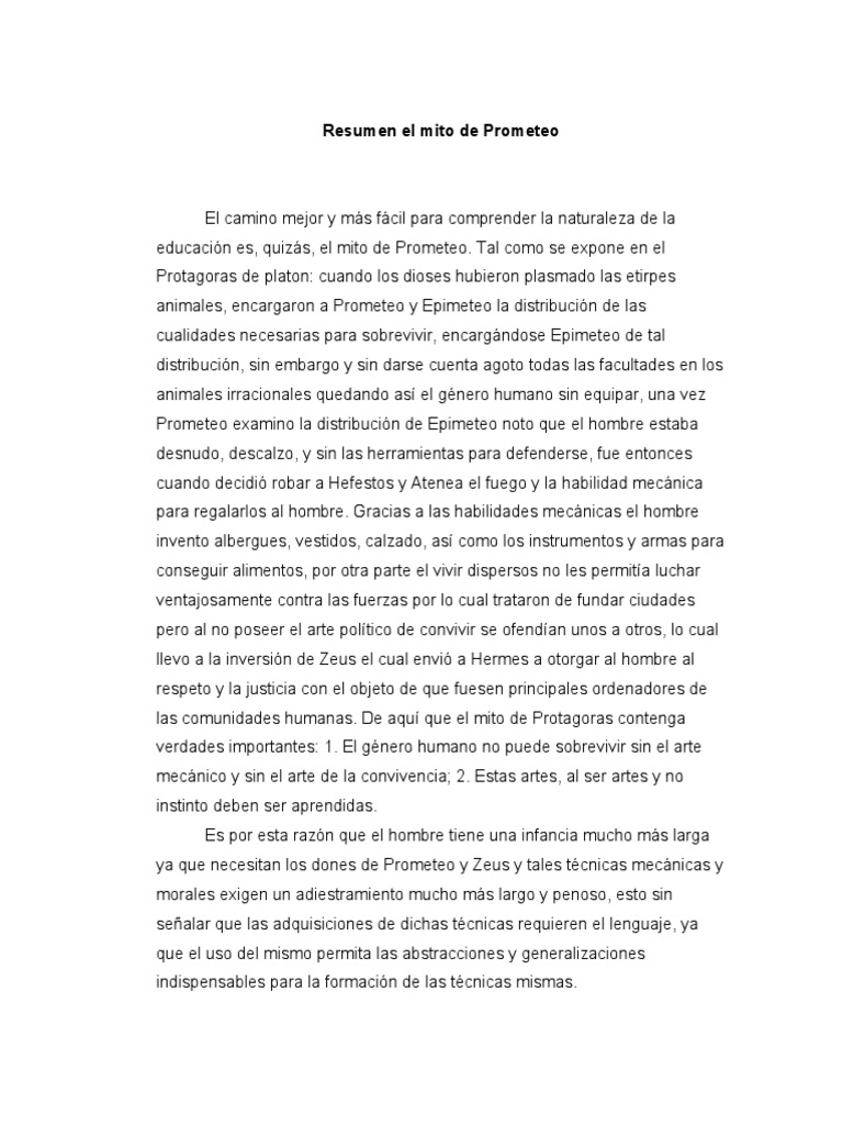 Resumen Del Mito de Prometeo | PDF