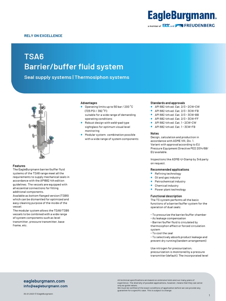 EagleBurgmann - TSA6 Barrier - Buffer Fluid System - EN | PDF | Pipe ...