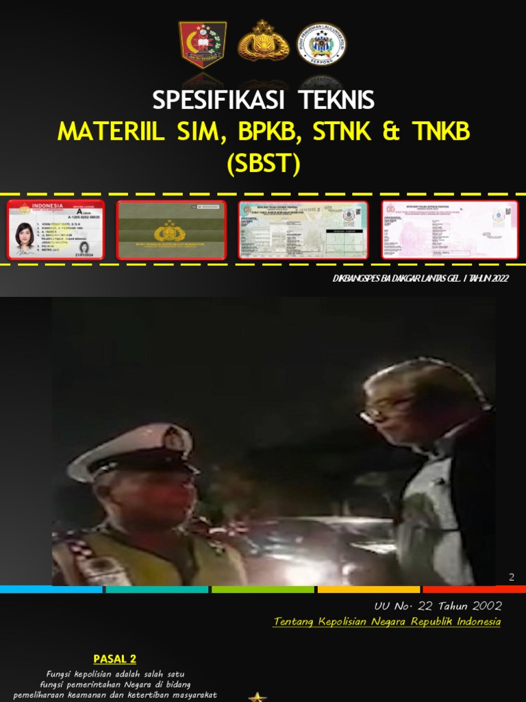 Spesifikasi Teknis: Materiil Sim, BPKB, STNK & TNKB (SBST) | PDF