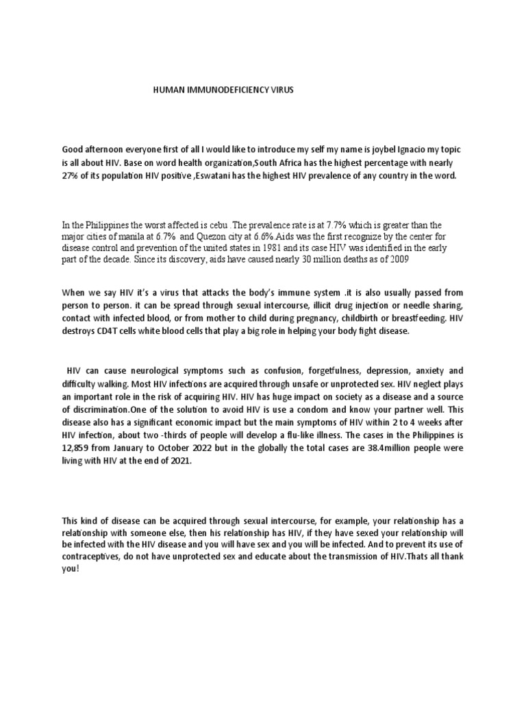 Human Immunodeficiency Virus | PDF