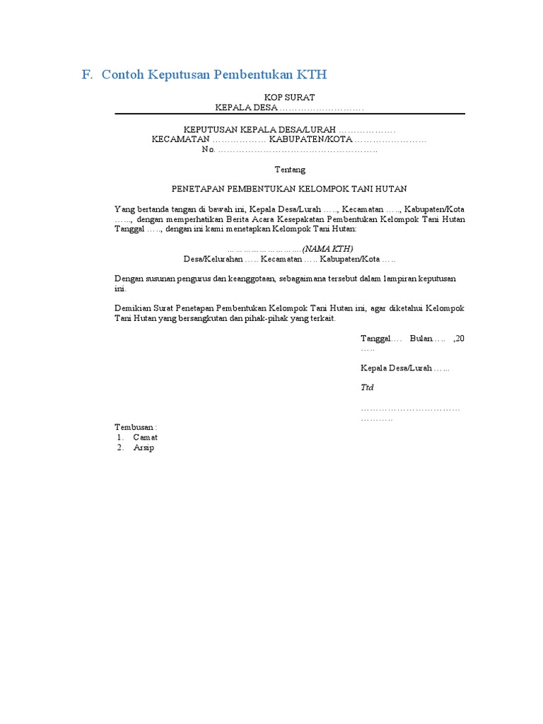 Penetapan Pembentukan KTH | PDF | Griya & Taman