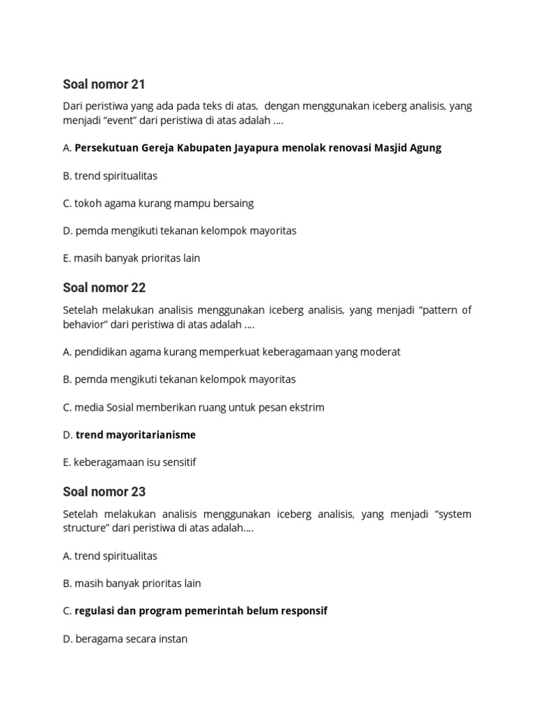 Contoh Soal Moderasi Beragama Part 3 | PDF