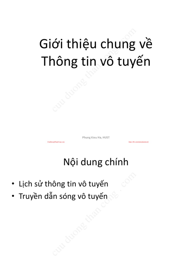 Giới thiệu chung về Thông tin vô tuyến: cuu duong than cong - com | PDF