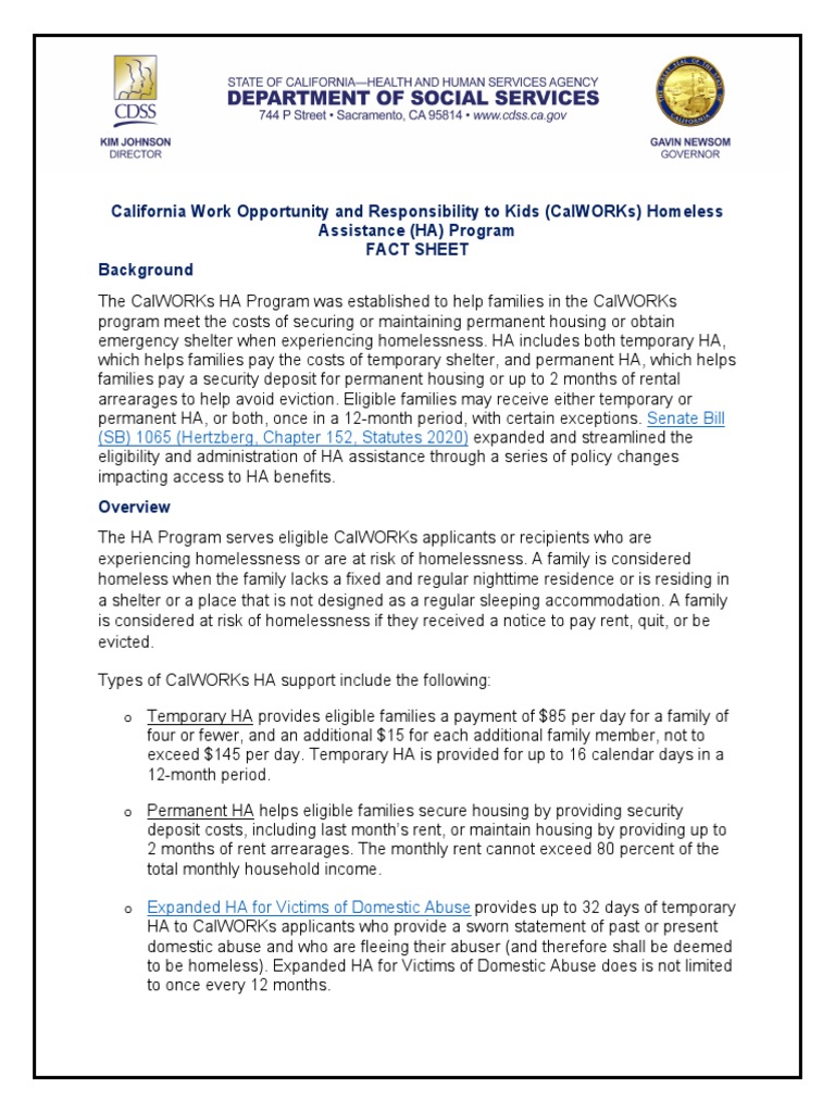 California Work Opportunity and Responsibility To Kids (Calworks ...