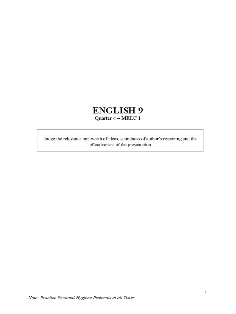 Eng 9 Q4 LAS FINAL - Docx Google Docs | PDF | Online And Offline | Reason