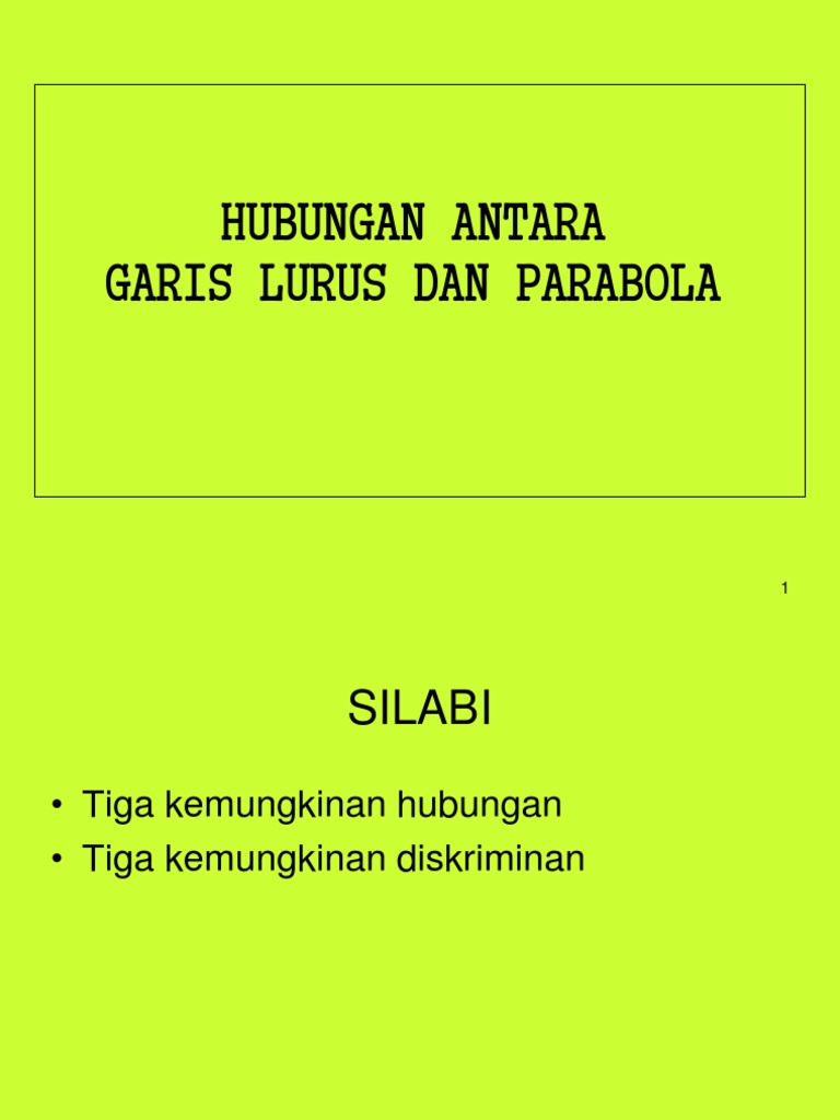 Hubungan Garis Lurus dan Parabola | PDF