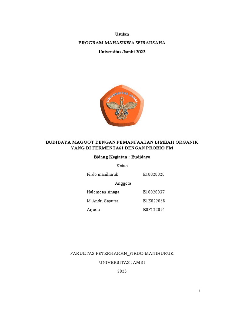 Usulan Program Mahasiswa Wirausaha Universitas Jambi 2023 | PDF | Teknologi & Rekayasa