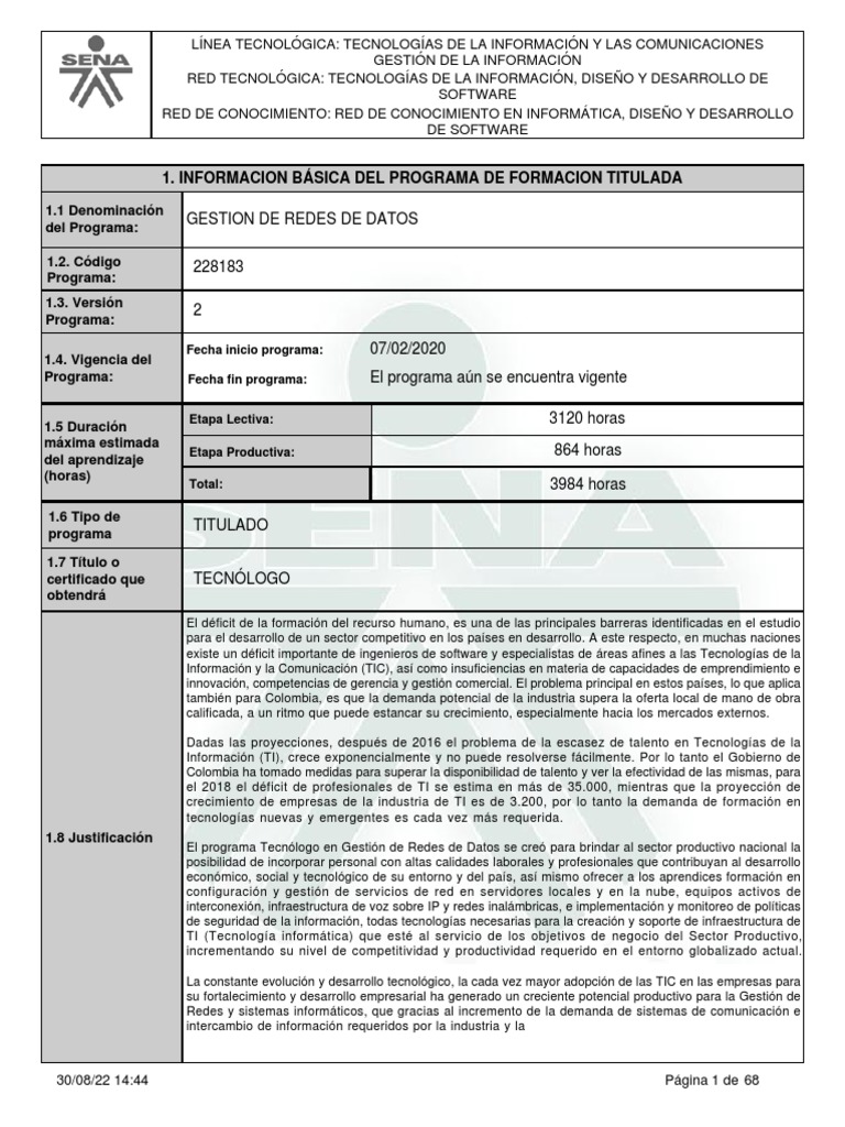 Infome Programa de Formación Titulada | PDF | Red de computadoras ...