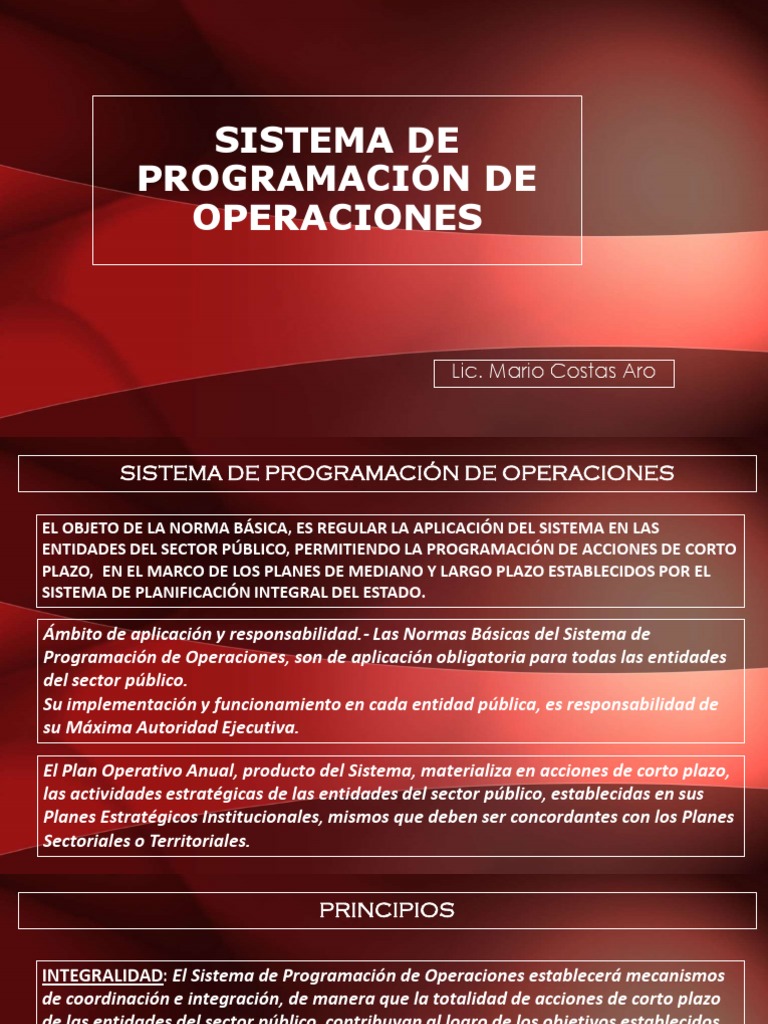Presentacion SISTEMA DE PROGRAMACION DE OPERACIONES | PDF ...