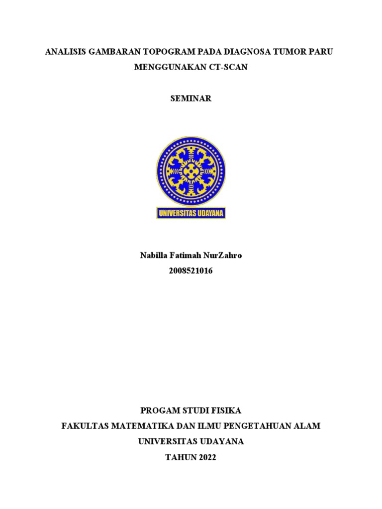 Analisis Gambaran Topogram Pada Diagnosa Tumor Paru Menggunakan Ct-Scan ...