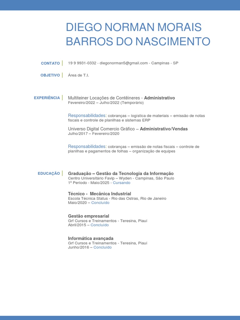 Cv Diego Norman | PDF