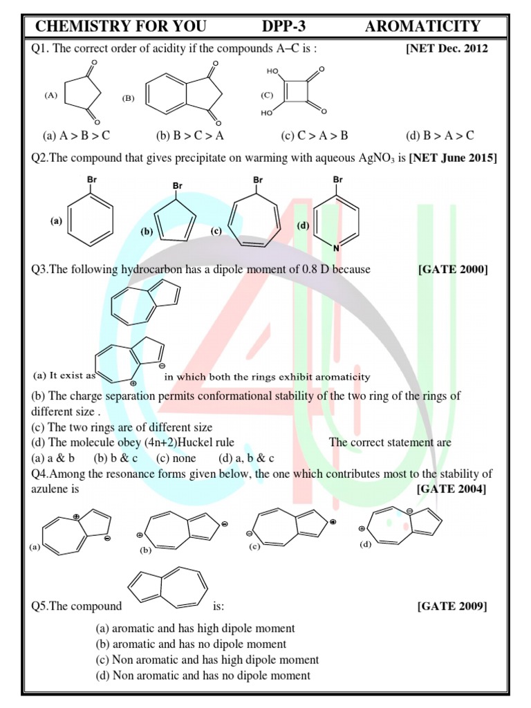 Aromaticity DPP 3 | PDF | Aromaticity | Organic Compounds