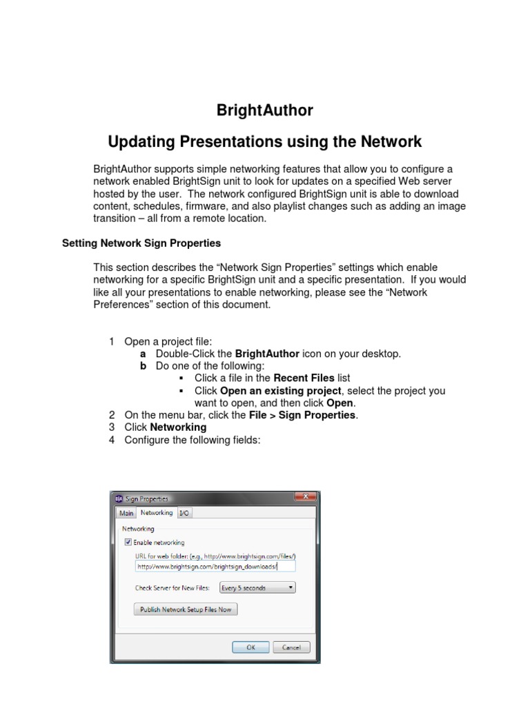 BrightAuthor Network Update Guide | PDF | Business | Computers