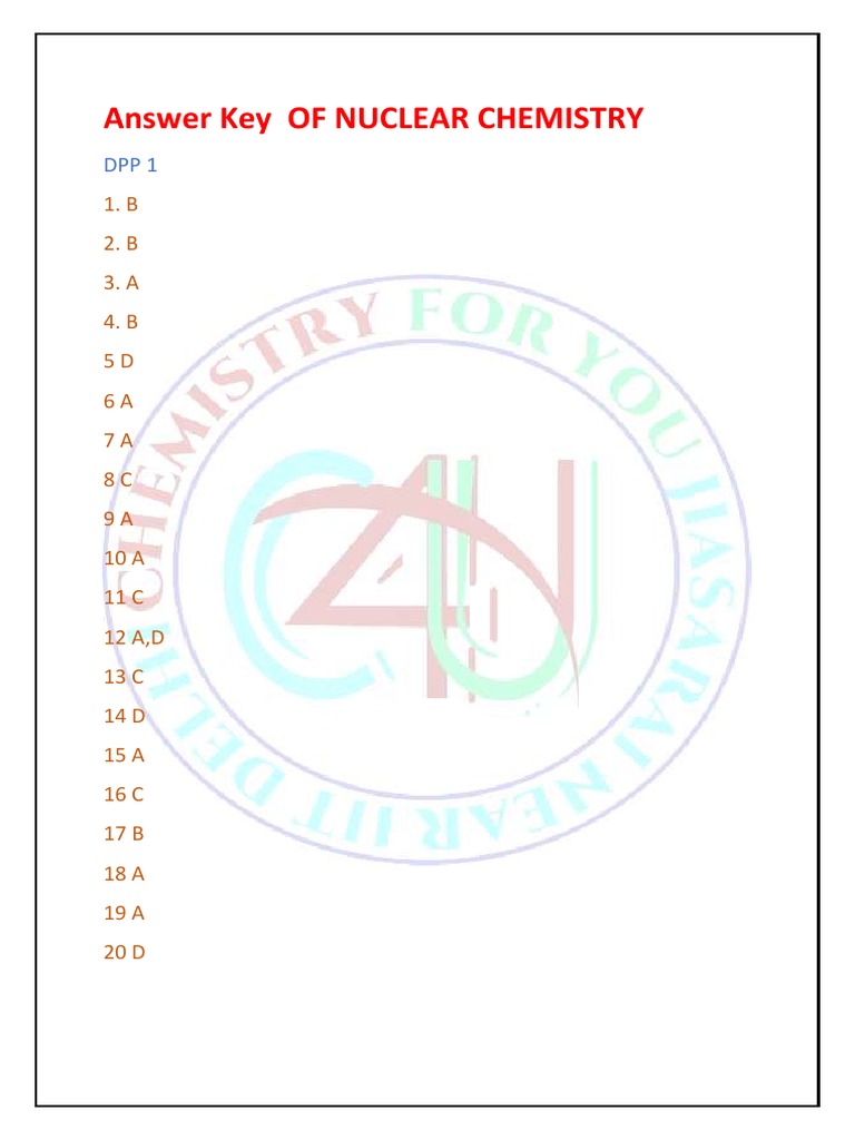 Answerkey of DPP 1 and 2 Nuclear Chemistry | PDF