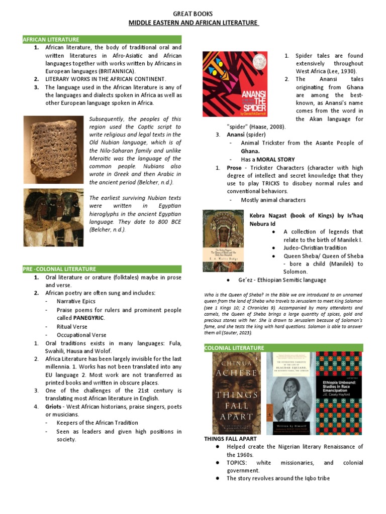 Middle Eastern and African Literature | Download Free PDF | African ...