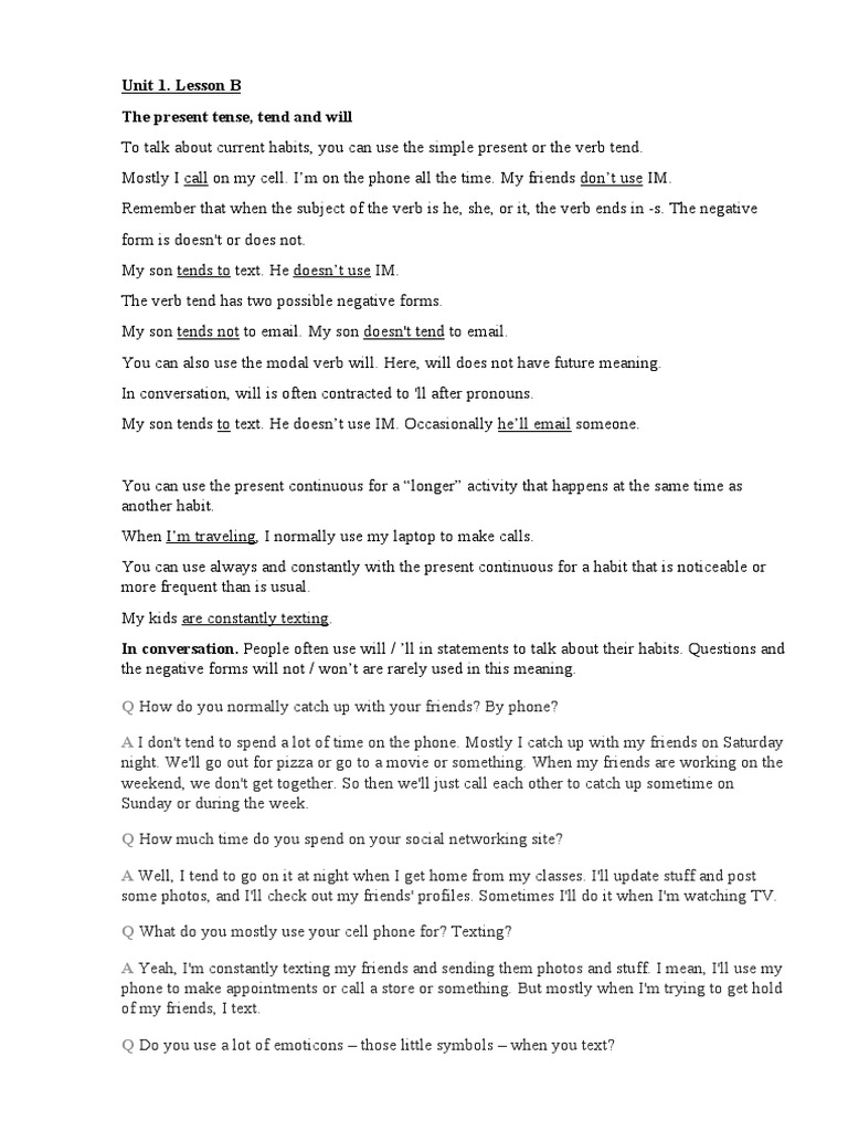 Unit 1. Lesson B | PDF