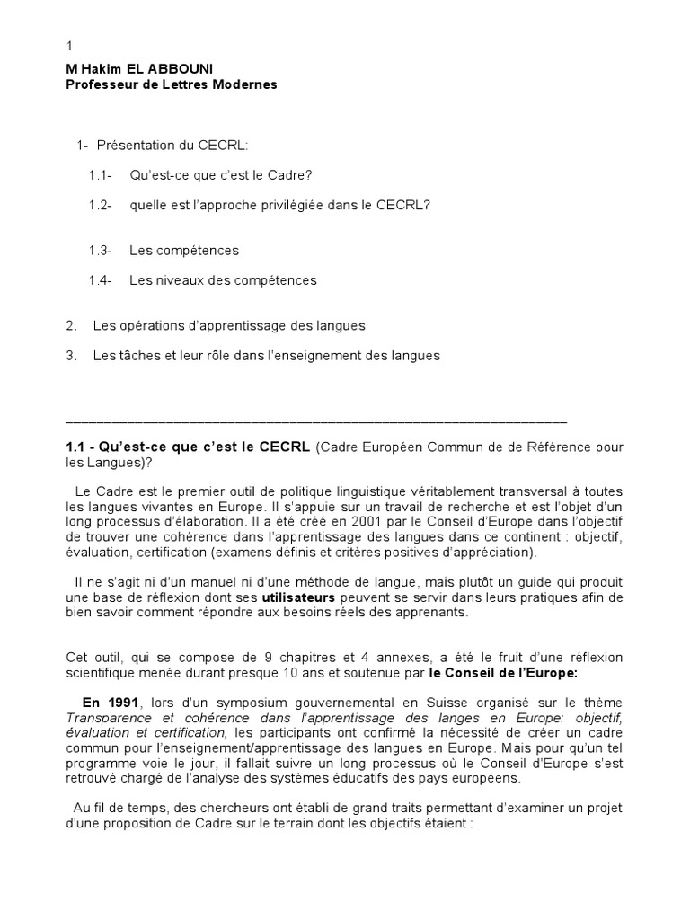 Les Grands Axes Du Cadre Europ en de R F Rences Pour Les Langues 15172 | PDF | Compétence ...