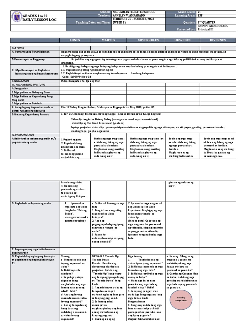 DLL - Esp 6 - Q3 - W3 | PDF