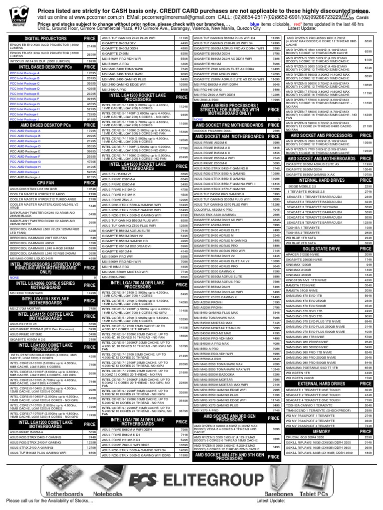 Pricelist Lettersize | PDF | Intel | Cpu Cache
