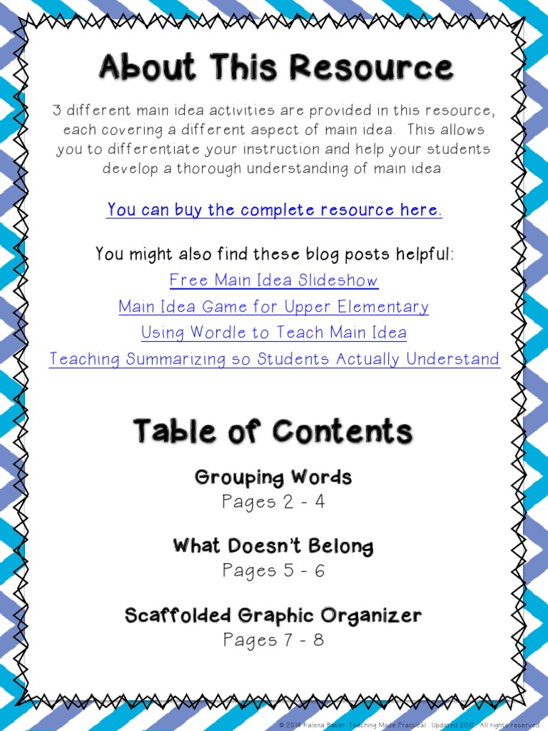 Main Idea Freebie | PDF | Violin | String Instruments