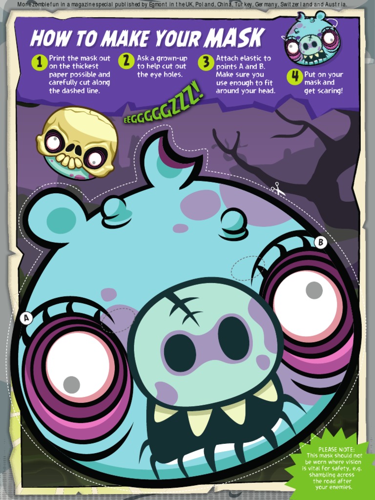 Printable Zombie Pig Mask Template | PDF