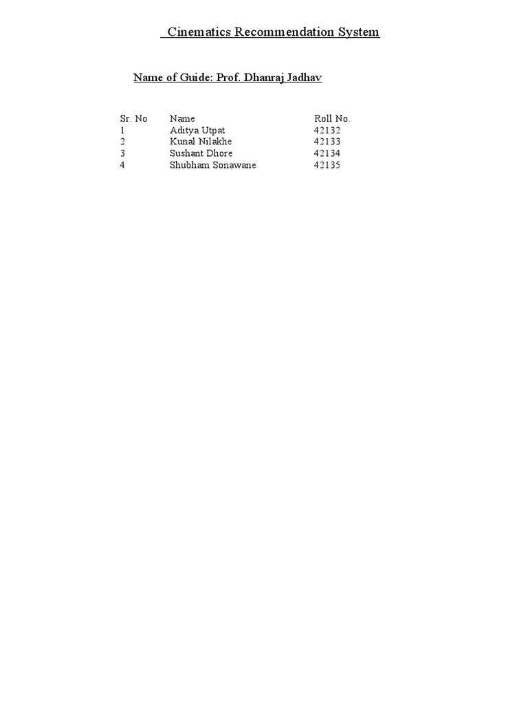 Survey On Cinematics Recommendation System | PDF | Computing | Information Science