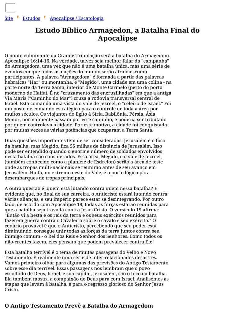 Armagedom: A Batalha Final do Apocalipse | PDF | Livro do Apocalipse ...