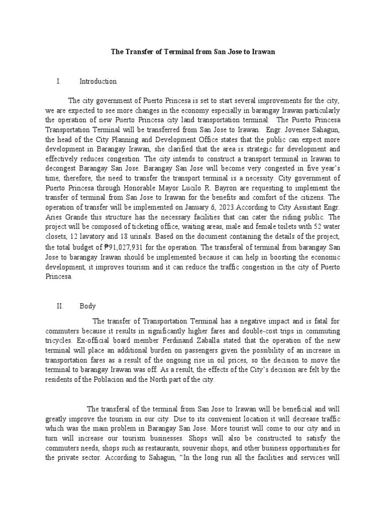 Position Paper Eapp Group 2 | PDF | Tourism | Transport