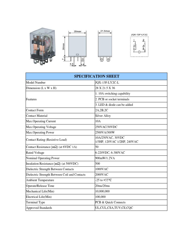 Data Sheet Rele 10a 250 Vac-30vdc | PDF