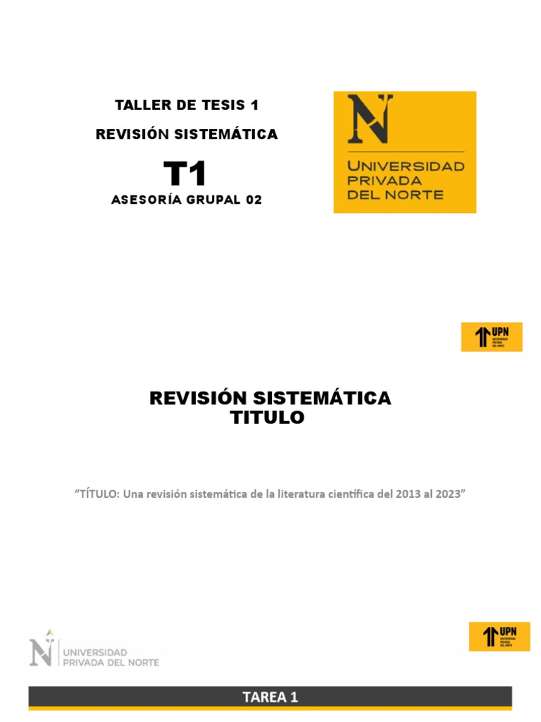 Taller de Tesis 1 Revisión Sistemática: Asesoría Grupal 02 | PDF ...