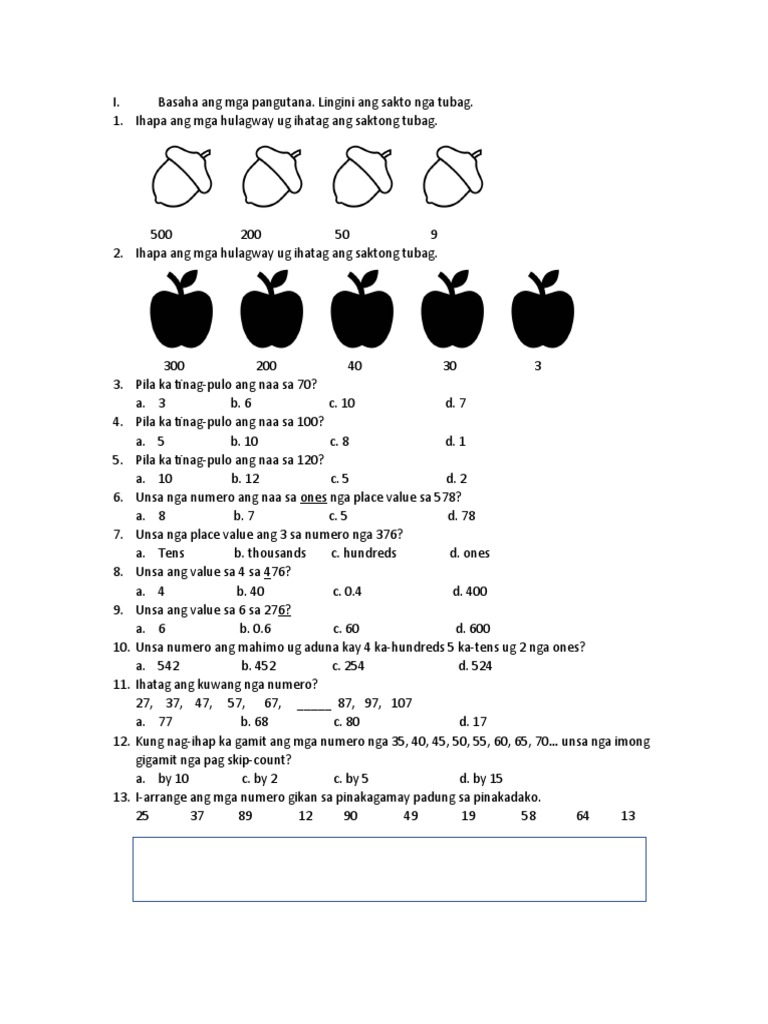 Math Quarter Test | PDF