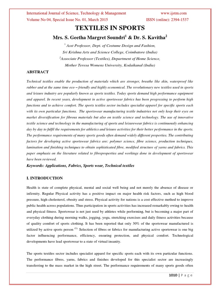 Textiles in Sports | Download Free PDF | Textiles | Fibers