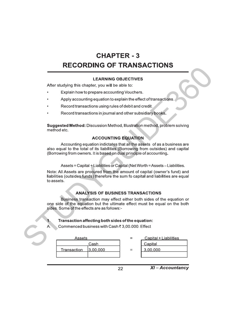 Class 11 Accounts Notes Chapter 3 Studyguide360 | PDF