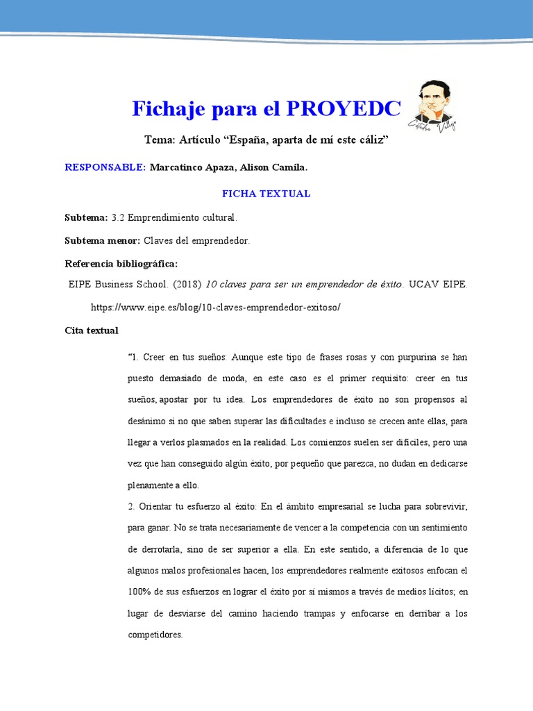 Ficha - Claves Del Emprendedor | PDF | Iniciativa empresarial | Liderazgo