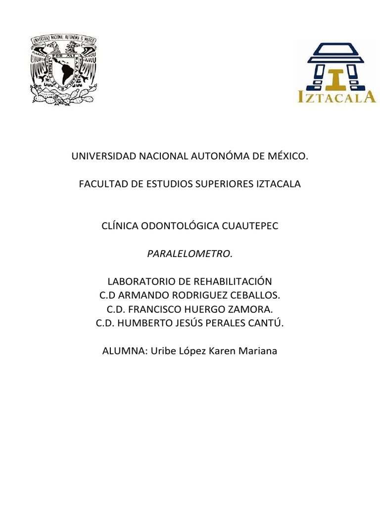 Partes y usos del paralelómetro dental | PDF