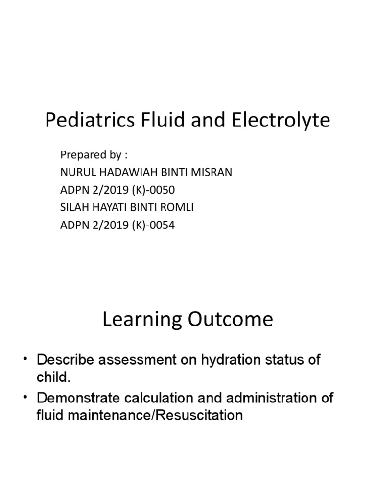 Pediatrics Fluid and Electrolyte Maintenance Calculation | PDF ...