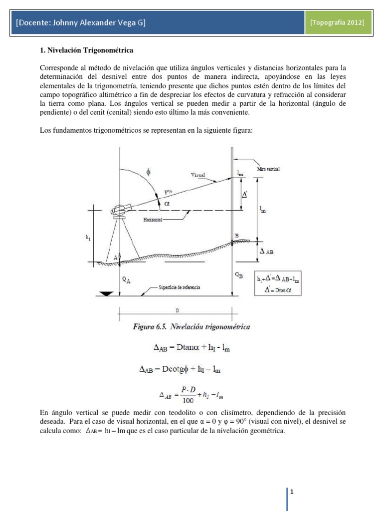 Nivelacion Trigonometrica | PDF | Cantidades fisicas | Ciencias fisicas