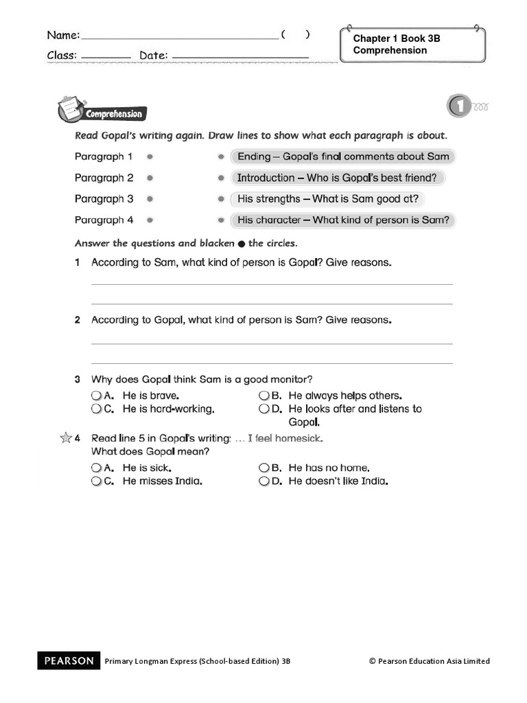 Chapter 1 Book 3B Comprehension: Primary Longman Express (School-Based ...