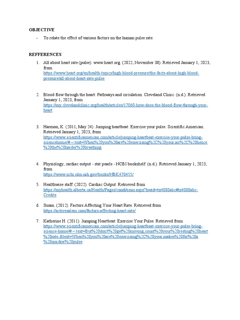 Factors Influencing Pulse Rate | PDF | Science & Mathematics