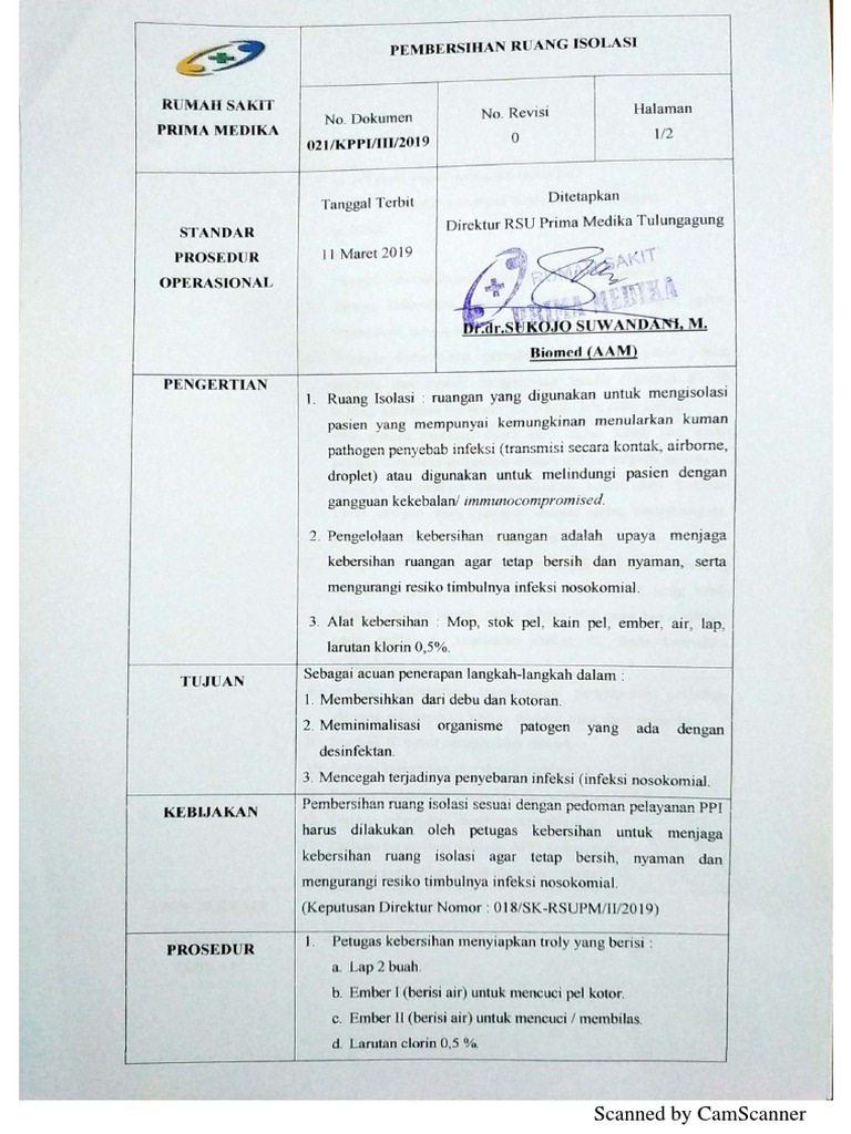 A. PEMBERSIHAN - RUANG - ISOLASI | PDF